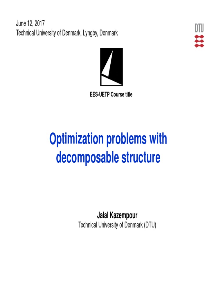 3 1 Optimization Problems With Decomposable Structure Pdf Linear