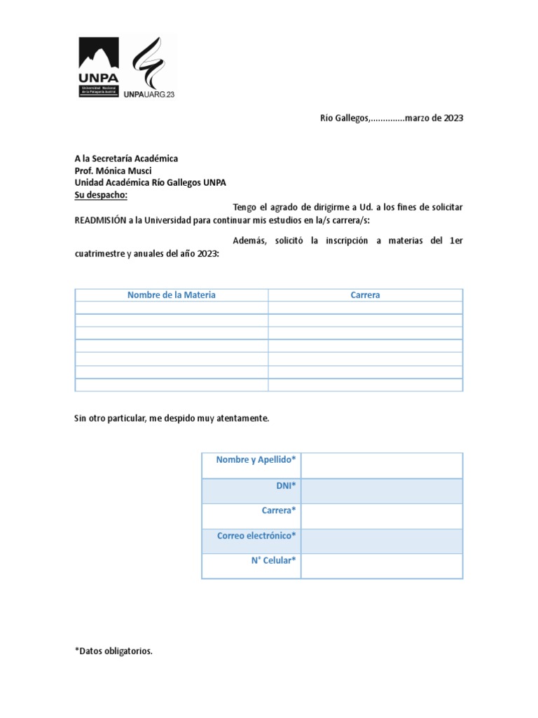 Nota Modelo Readmisión (1C - 2023) PDF | PDF