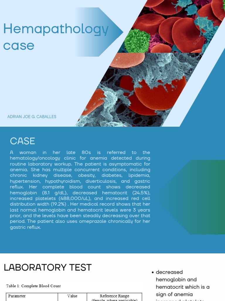 Hemapathology Case: Adrian Joe G. Caballes | PDF | Anemia | Red Blood Cell