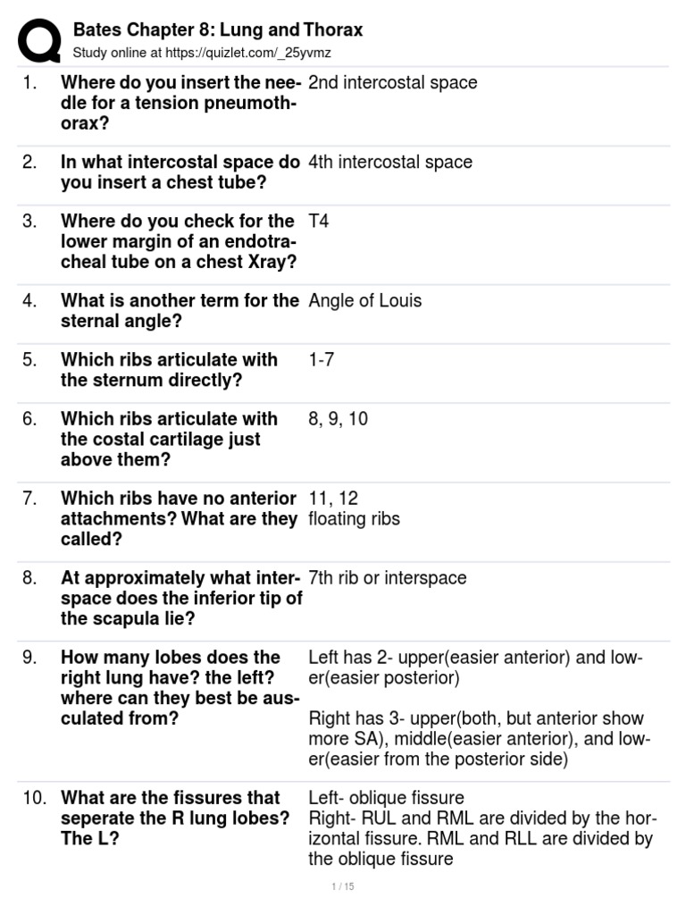 Bates Chapter 8 Lung and Thorax | PDF | Cough | Thorax