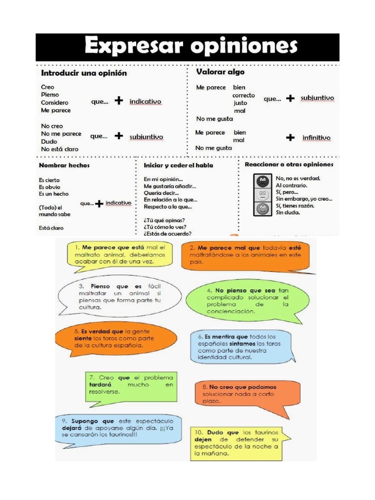 Expresar Opiniones y Valoraciones Usos y Ejemplos | PDF