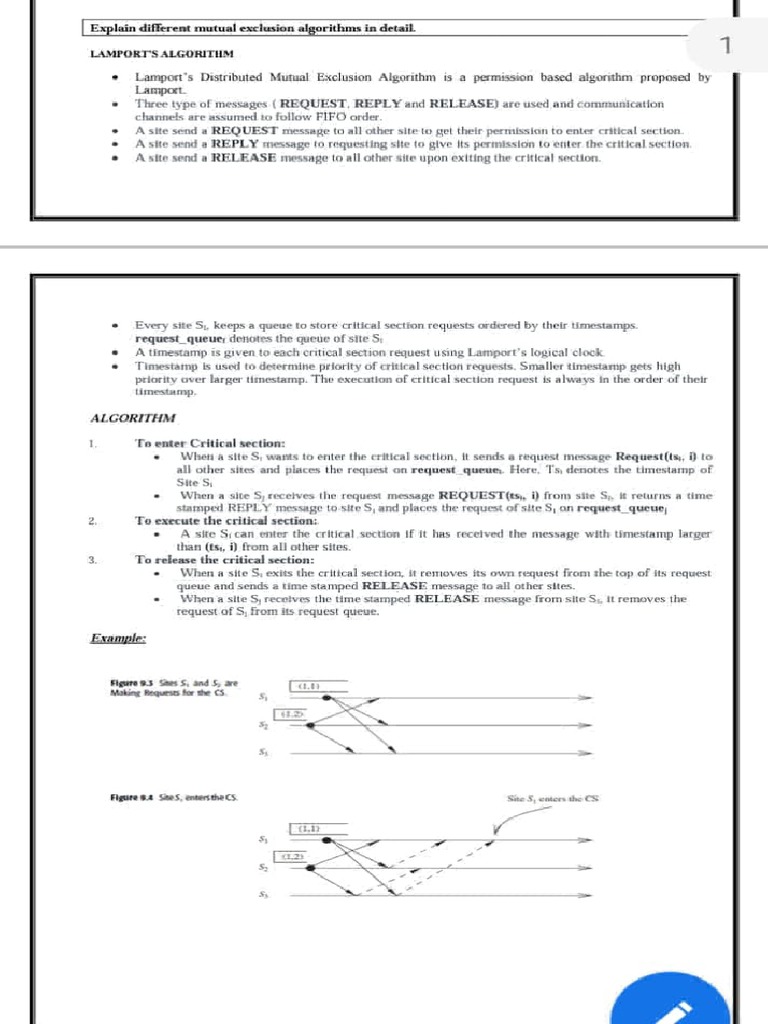 Explain Different Mutual Exclusion Algorithms in Detail.: Lamports Algorithm | PDF | Computing ...