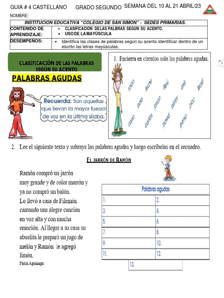 Guía de Acentuación y Mayúsculas 2º Grado | PDF