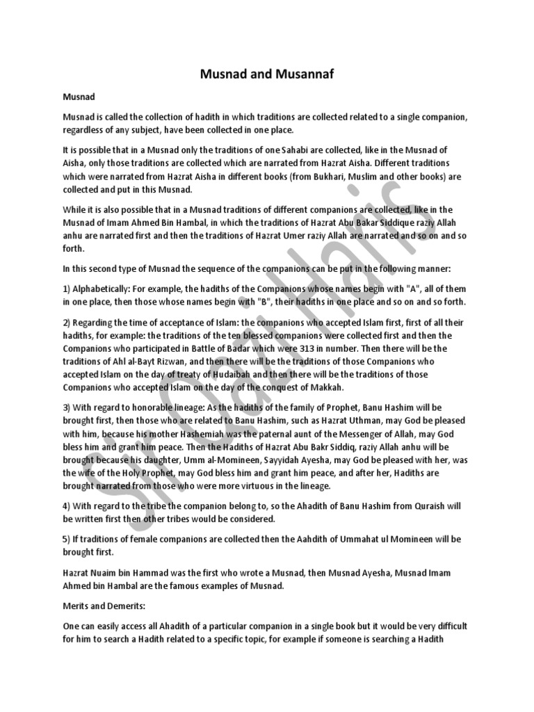 Musnad and Musannaf.pdf | PDF
