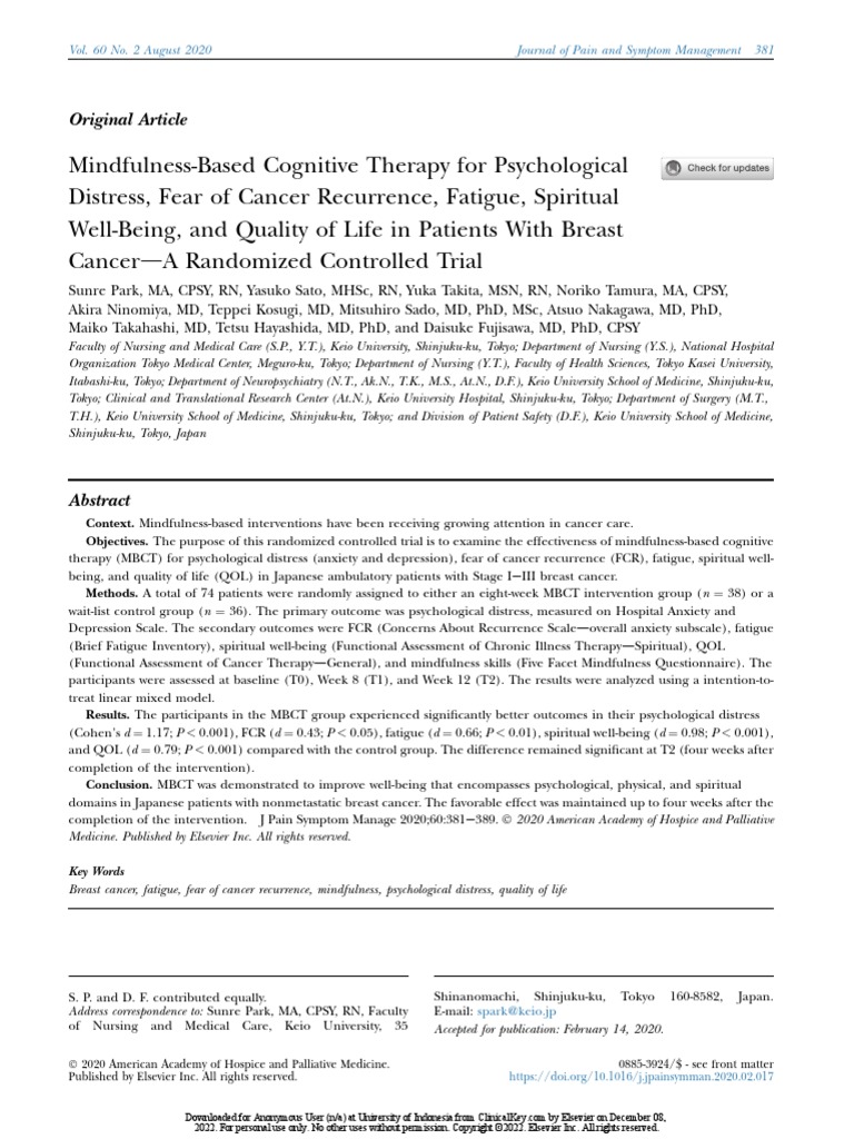 Cognitif Therapy For FCR Contoh 3 | PDF