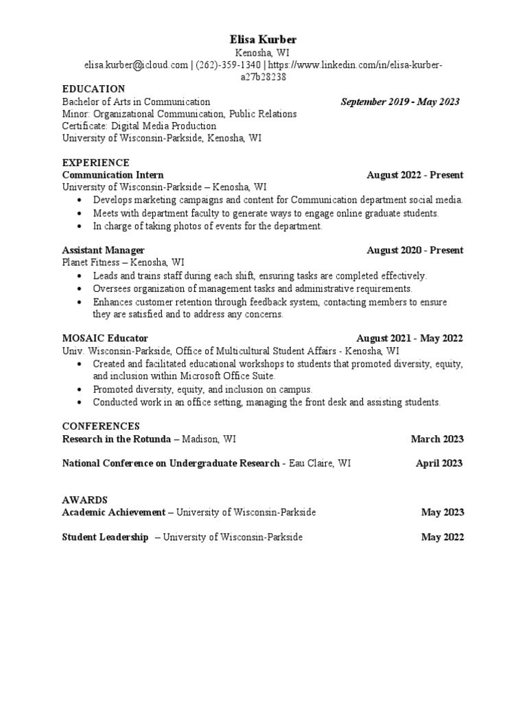 elisa kurber resume | PDF