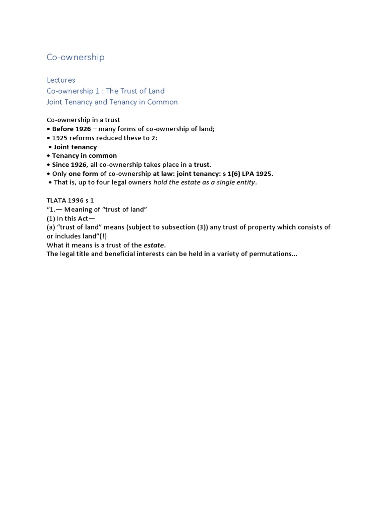 Co-Ownership Notes PDF | PDF