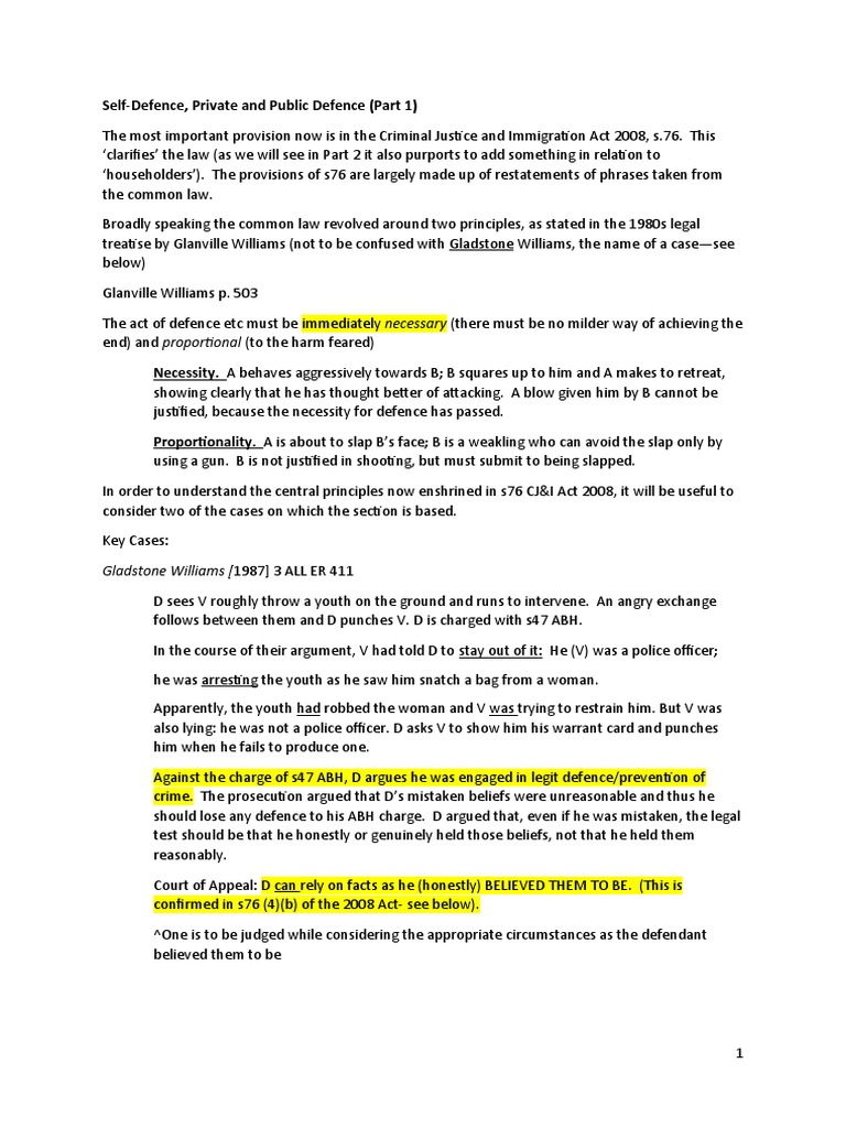 Self-Defence Etc 2022 | PDF | Common Law | Criminal Law
