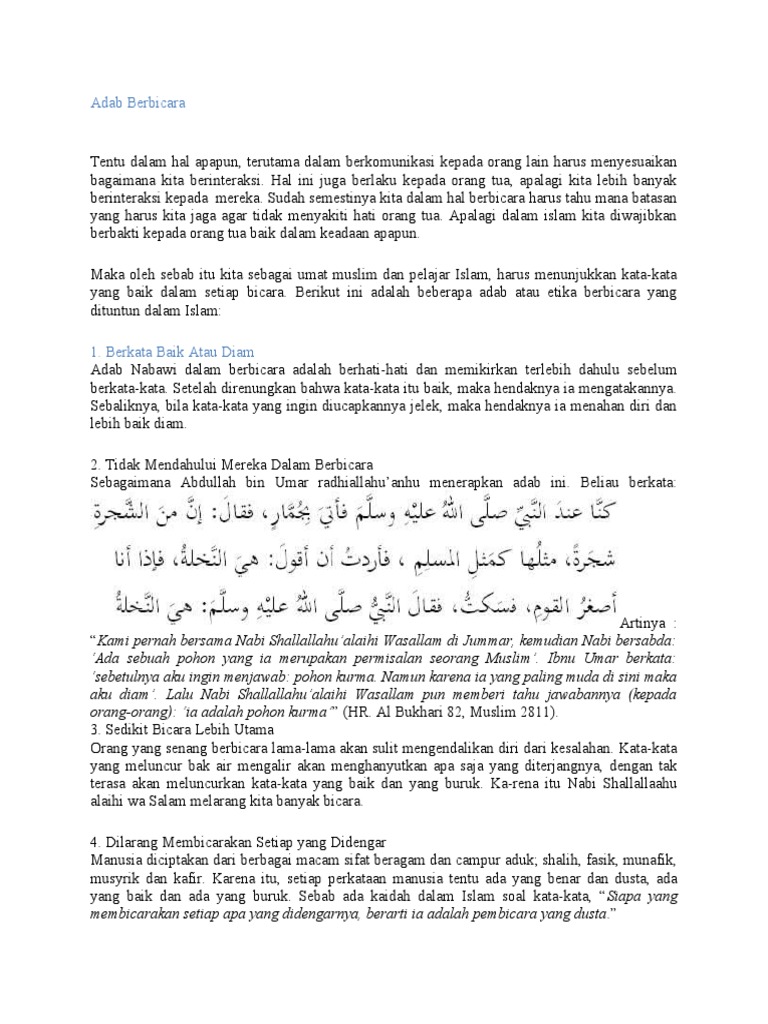 Adab Berbicara | PDF