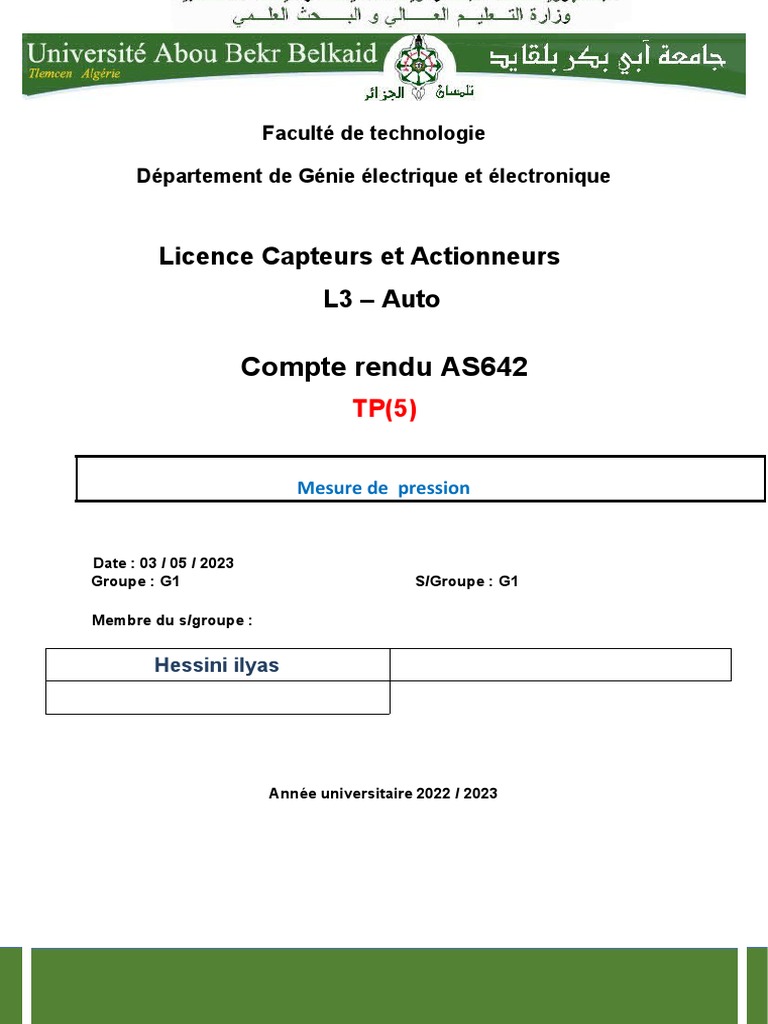 Mesure de pression avec capteur MPX4250 | PDF