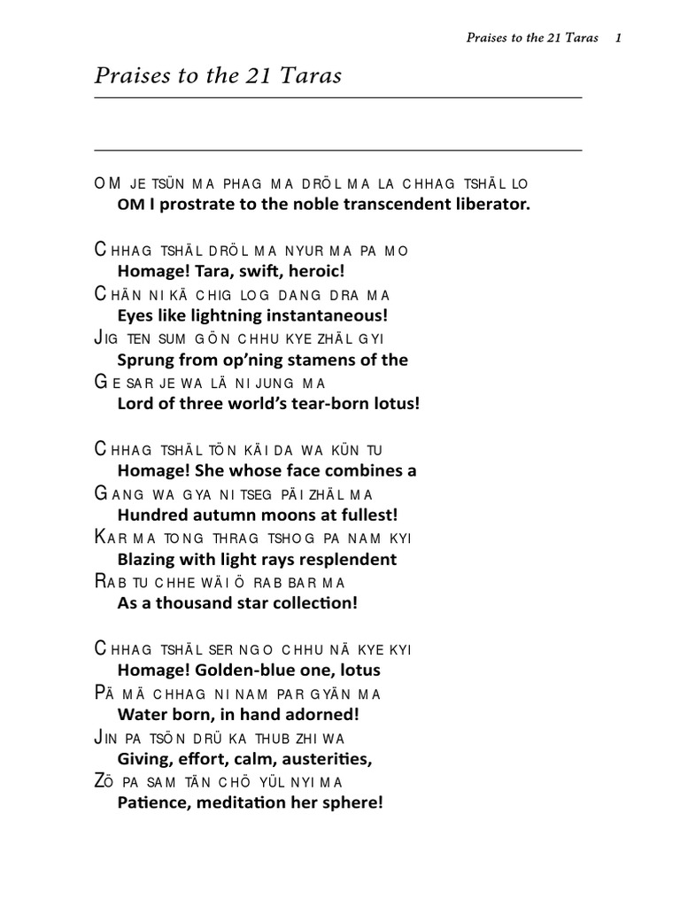Praises To The 21 Taras PDF | PDF