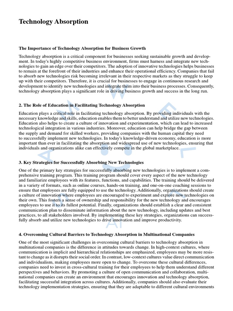 Technology Absorption PDF | PDF | Innovation | Emerging Technologies