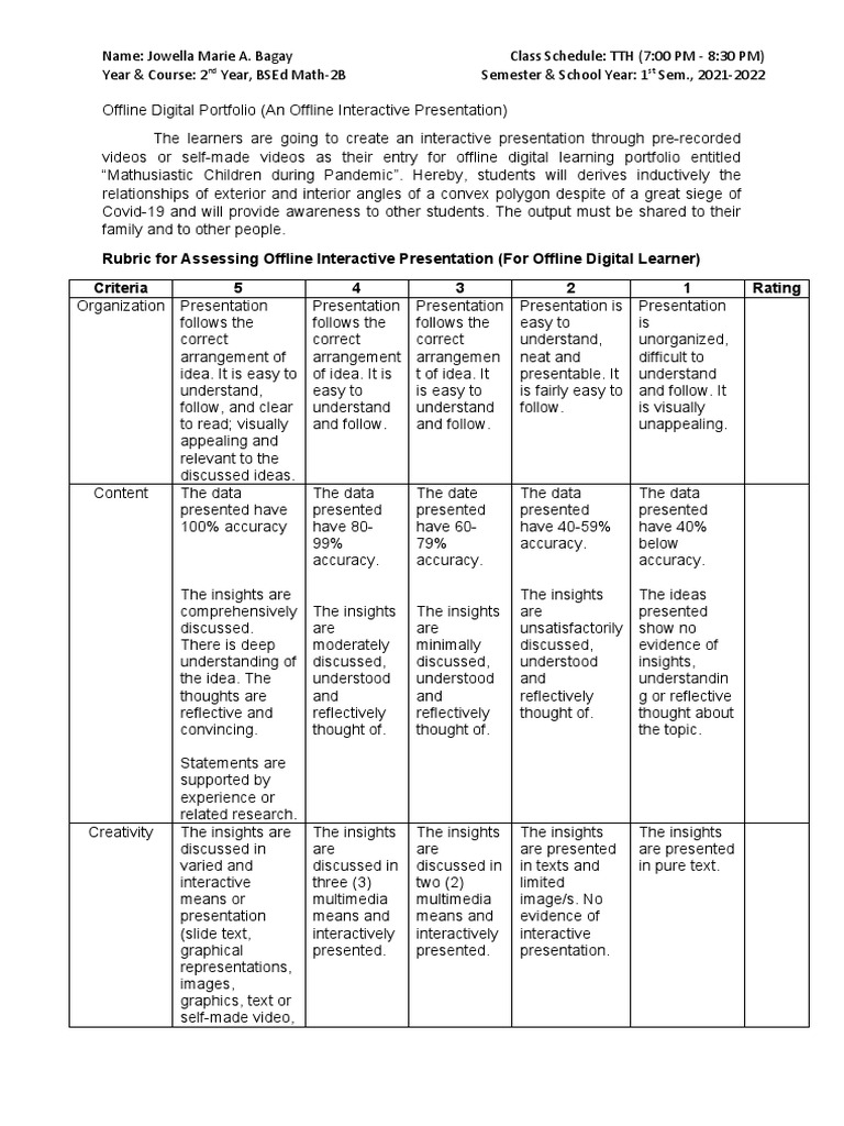Arranged Rubrics For Performance Task | PDF | Career & Growth