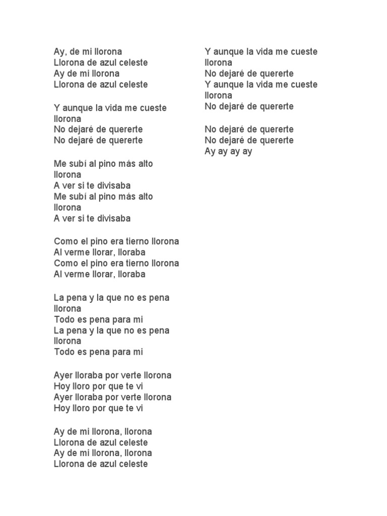 Cancion Llorona | PDF