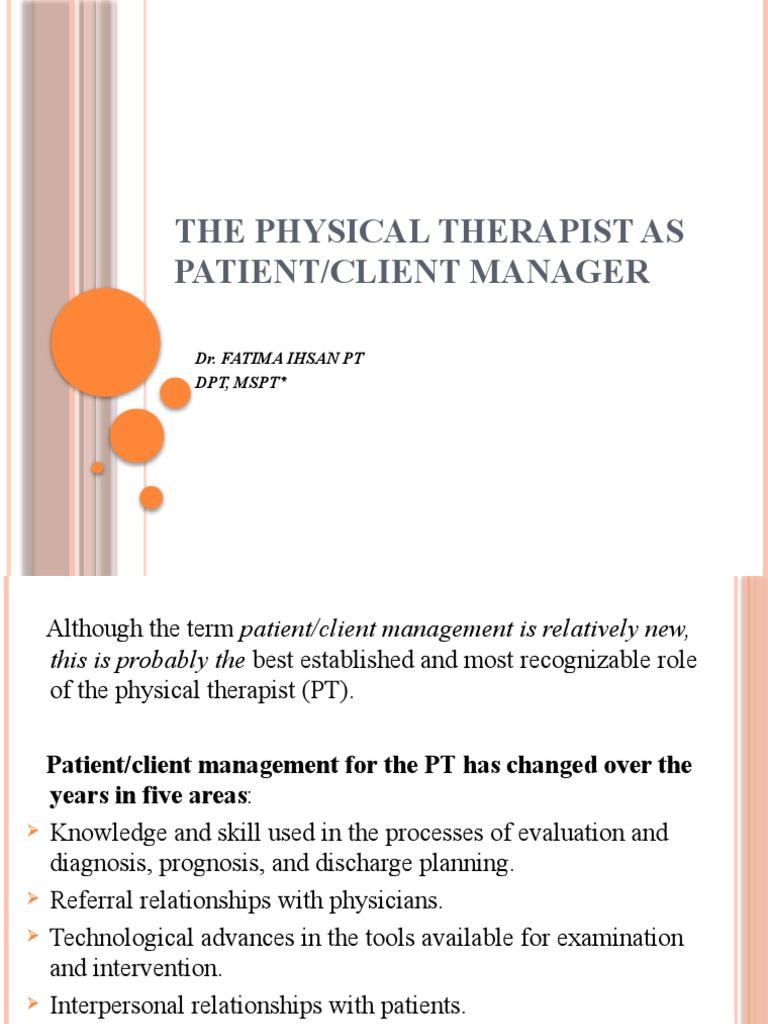 PT As Patient Client Manager | PDF