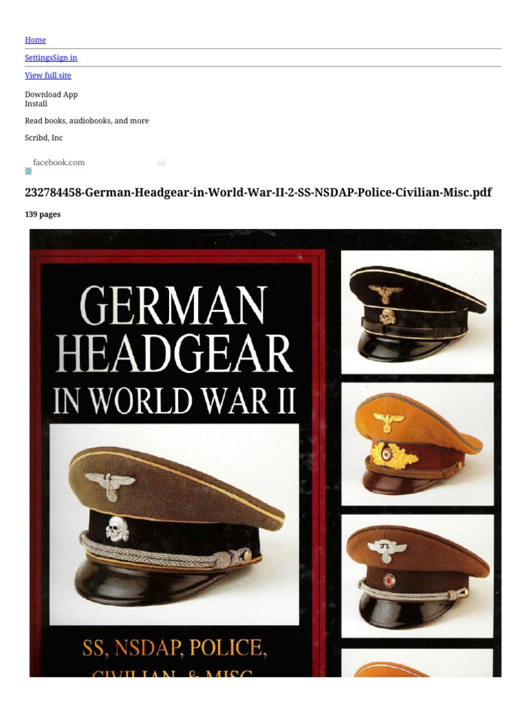 German Headgear in World War II 2 SS NSDAP Police Civilian Misc PDF | PDF
