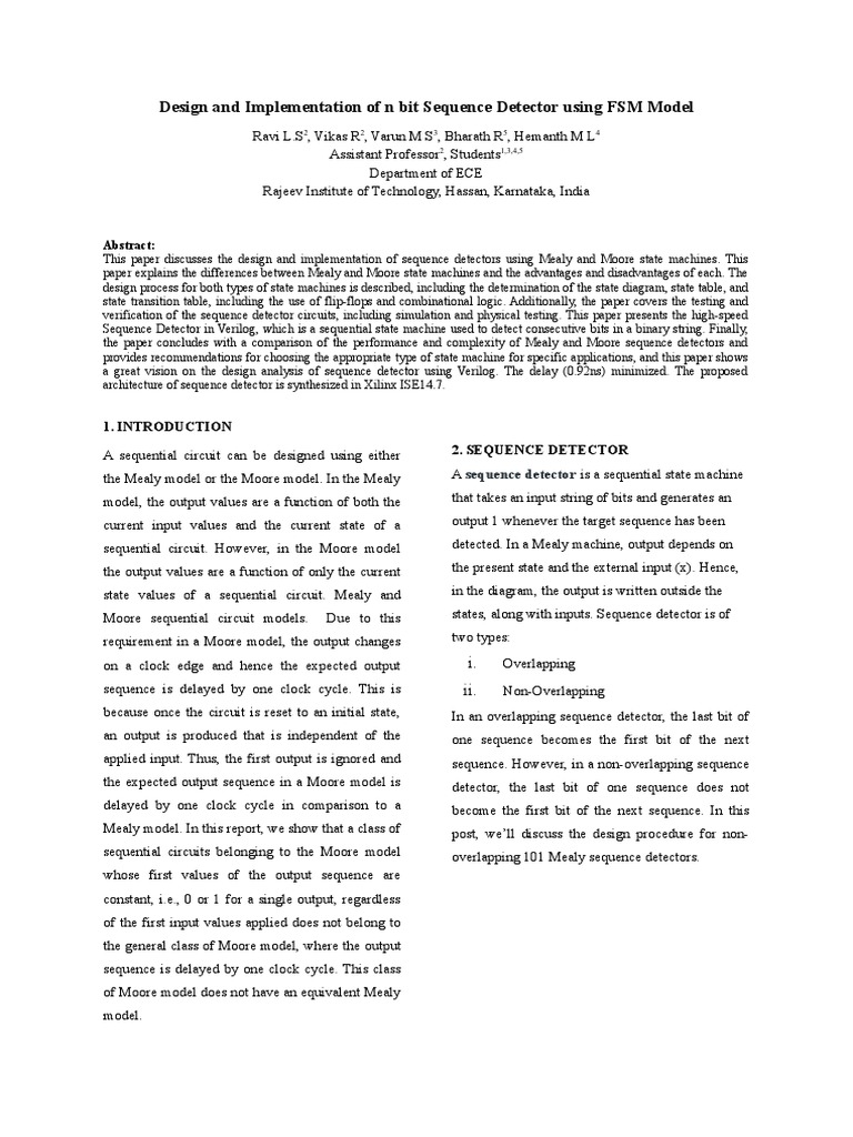 Sequence Detector Paper Pdf Theoretical Computer Science Theory Of Computation