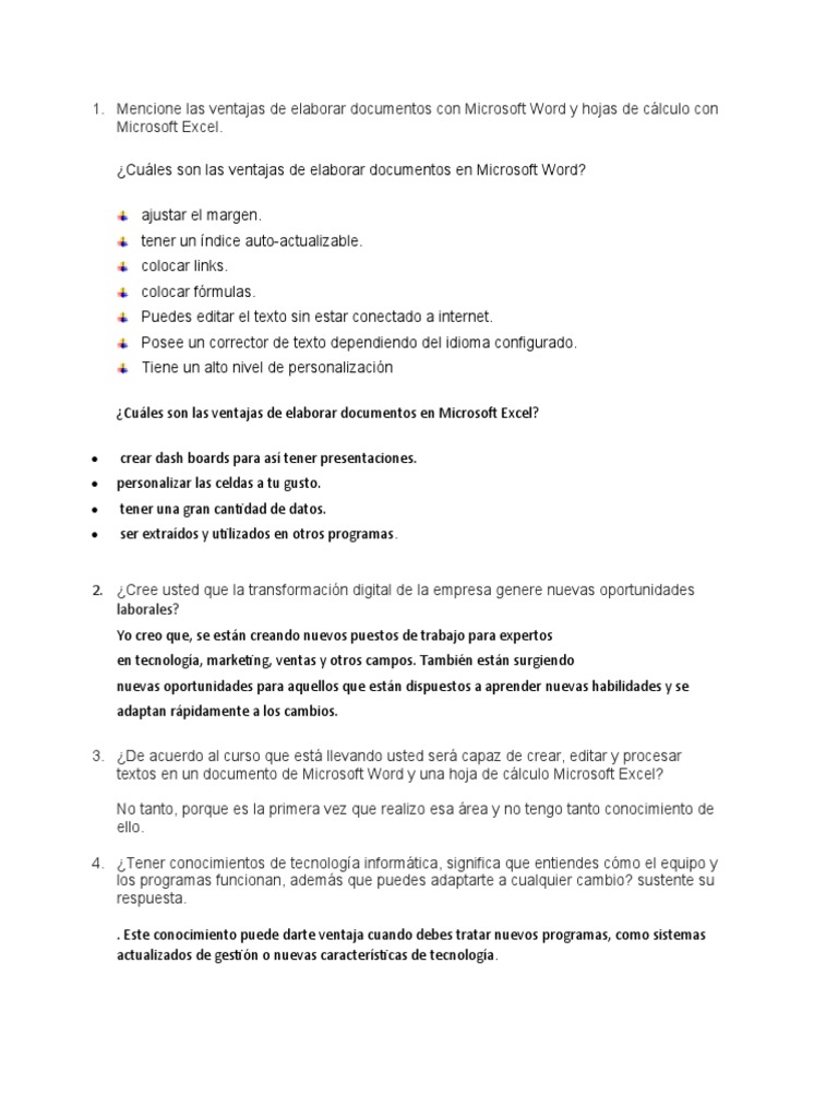 Mencione Las Ventajas de Elaborar Documentos Con Microsoft Word y Hojas de Cálculo Con Microsoft ...