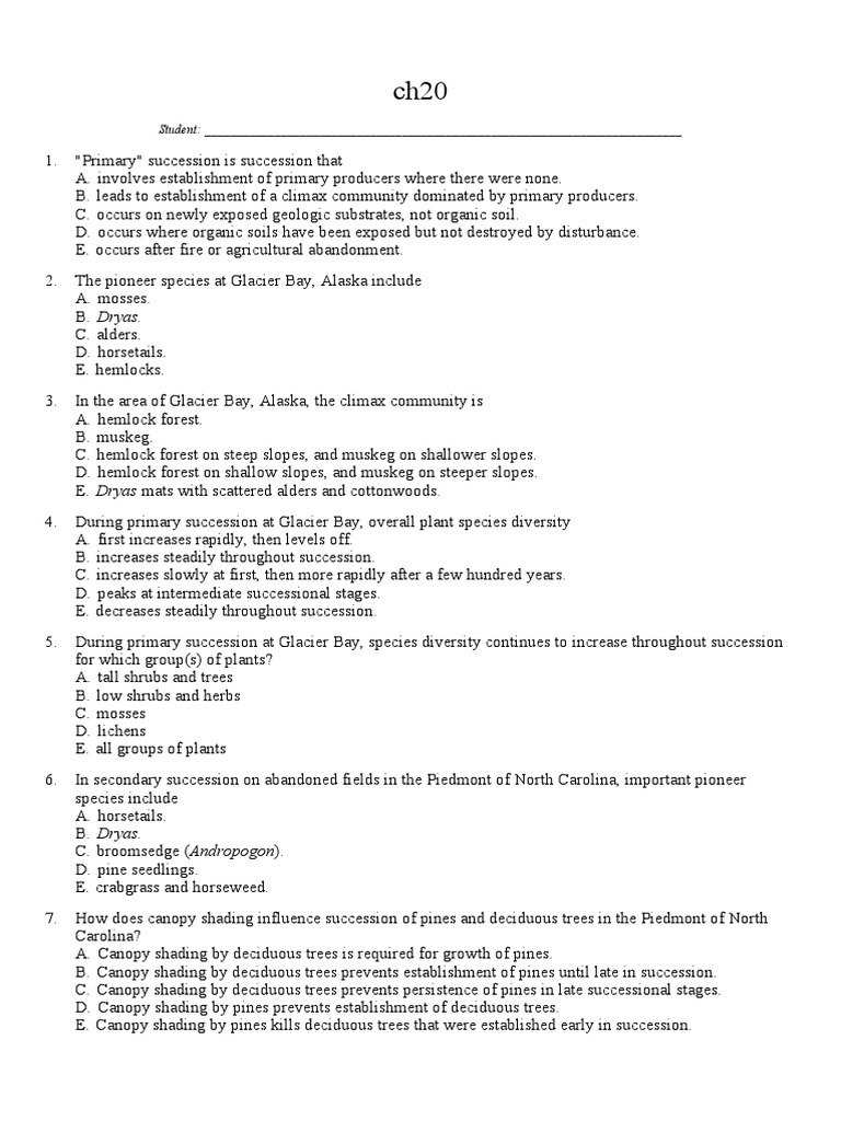 ch20 Ecology Concepts and Applications | PDF | Soil | Disturbance (Ecology)