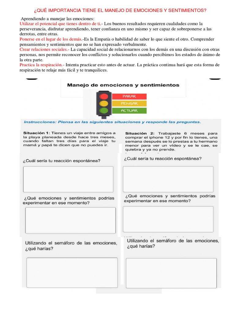 FICHA. Manejo Emociones. | PDF