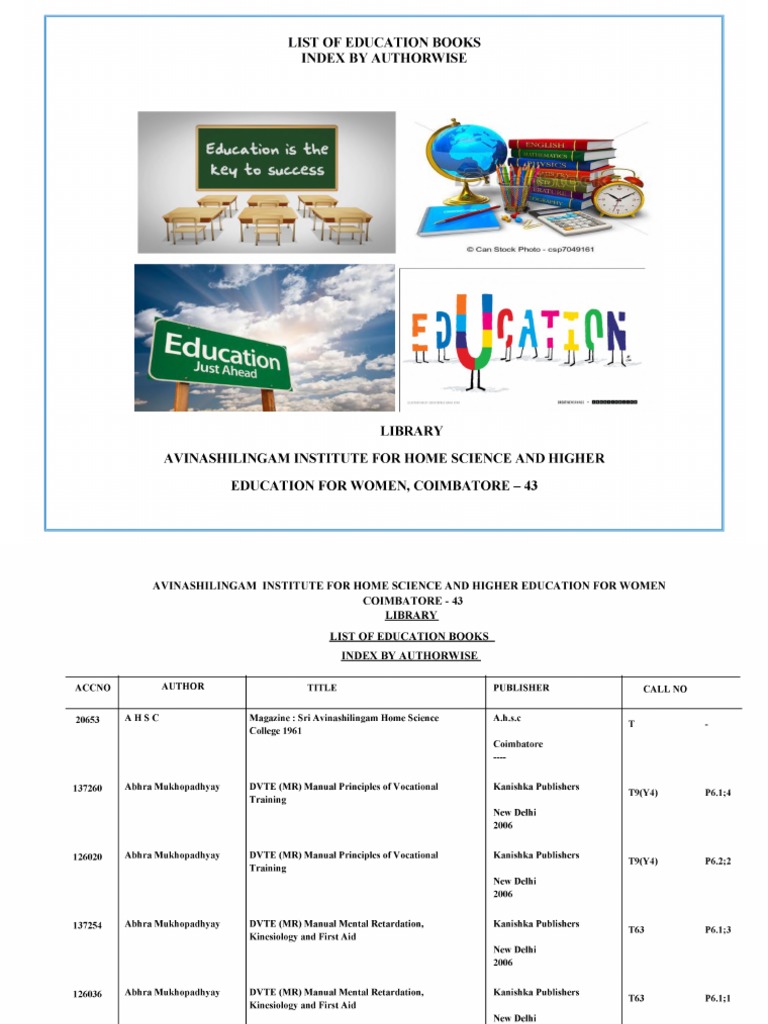 Education Books Index by Author | PDF