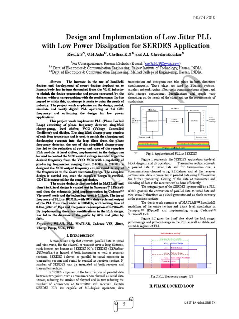 2 Design and Implementation of Low Jitter PLL With Low Power Dissipation For SERDES Application ...