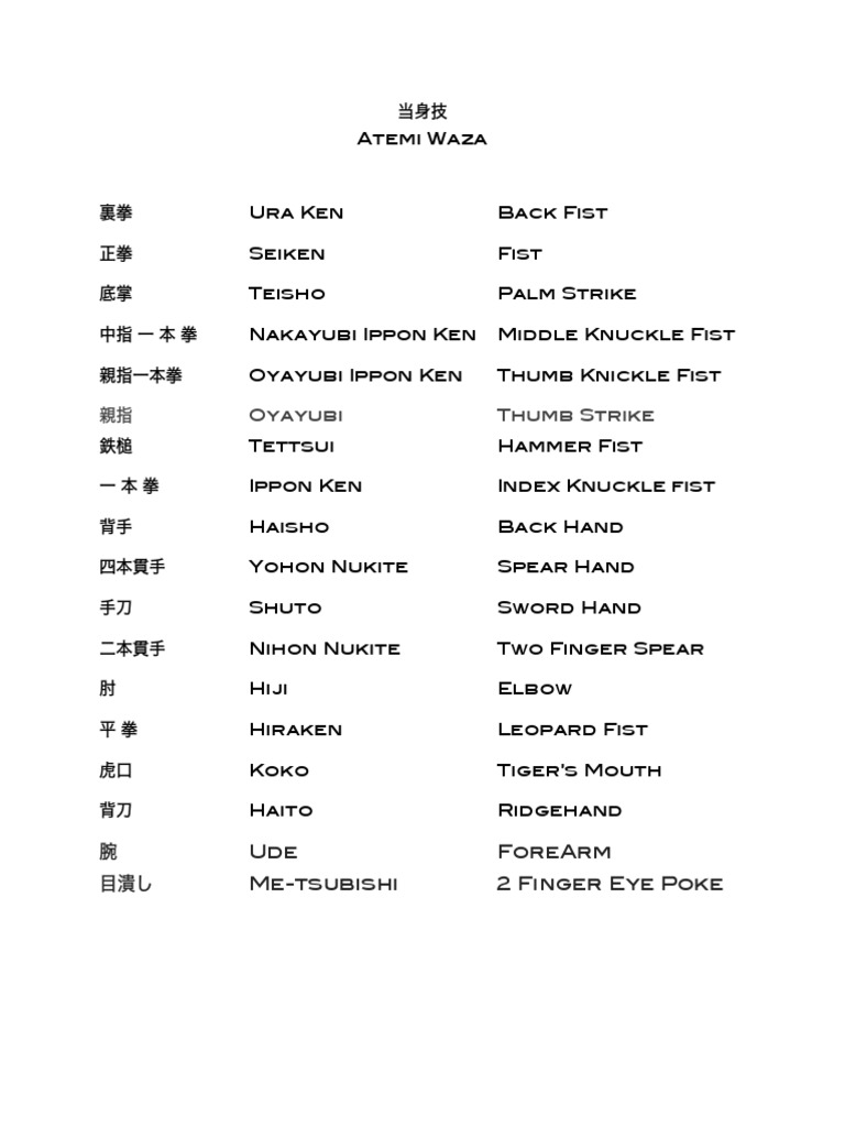 Judo Atemi list | PDF