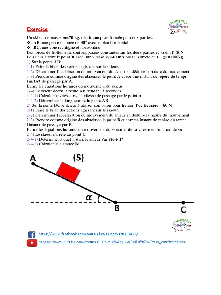 Lois de Newton - 2eme Loi de Newton - 2 Bac SM - PC - (Exercice 2) | PDF