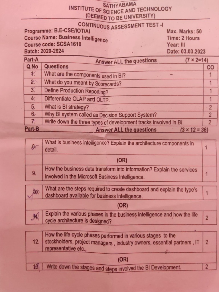 Sathyabama University Exam Question Papers | PDF | Computers ...