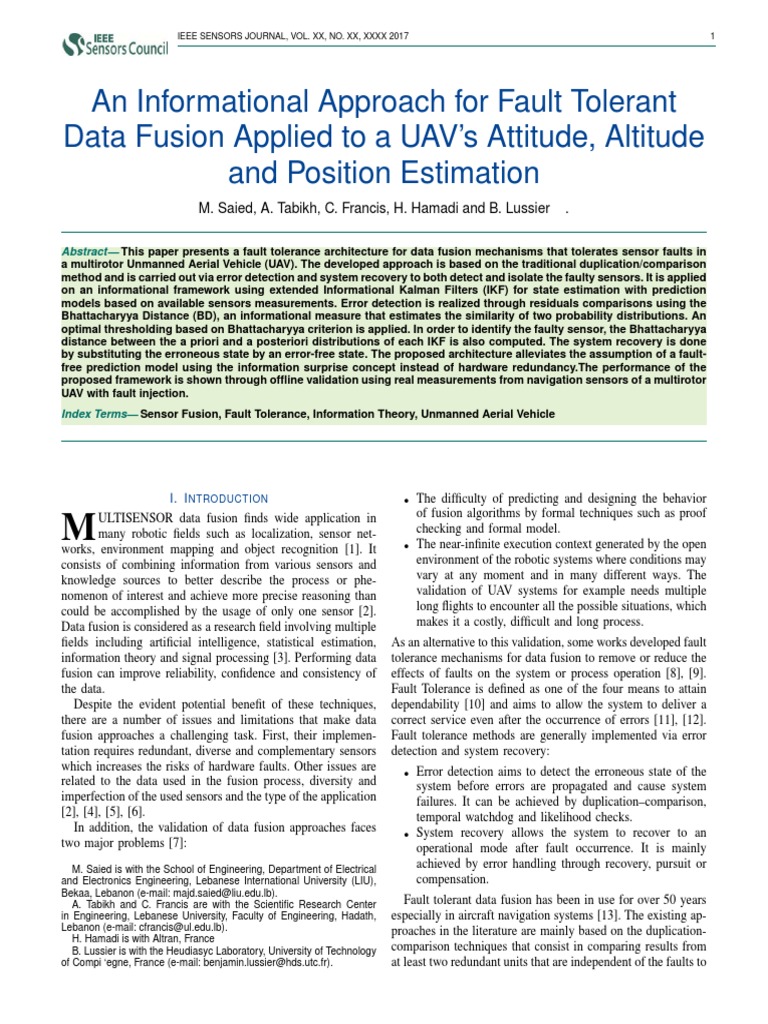 UAV Fault Tolerant Data Fusion | PDF | Technology & Engineering