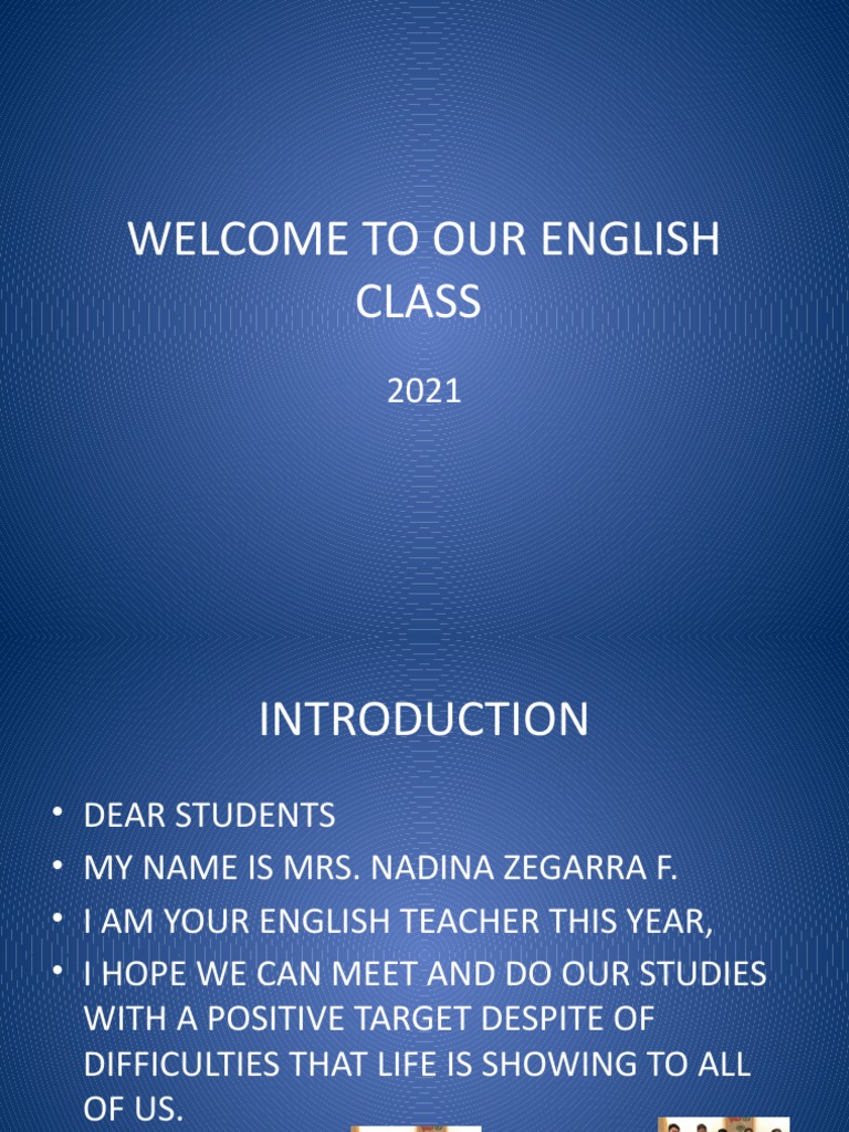 Welcome to English Class 2021 | PDF