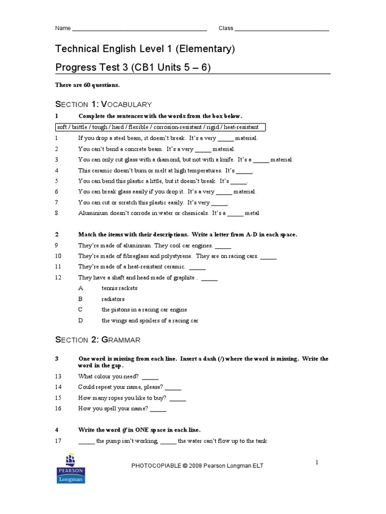 Progress Test 3 | PDF