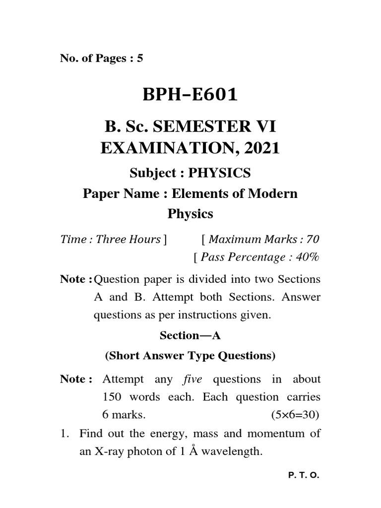 GKV University Physics Questions Paper | PDF