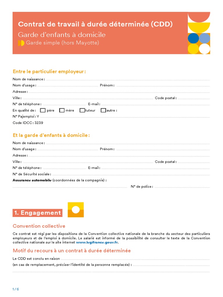 6237 PE Contrat CDD Pajemploi GED Simple FORMULAIRE PDF | PDF