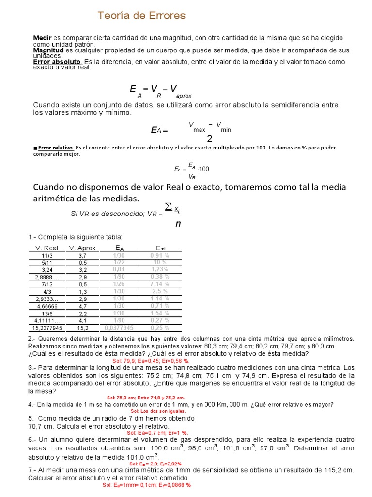 Teoria de Errores | PDF
