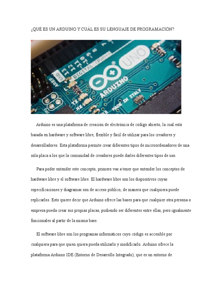 Introducción a Arduino y su Programación | PDF | Informática | Tecnología