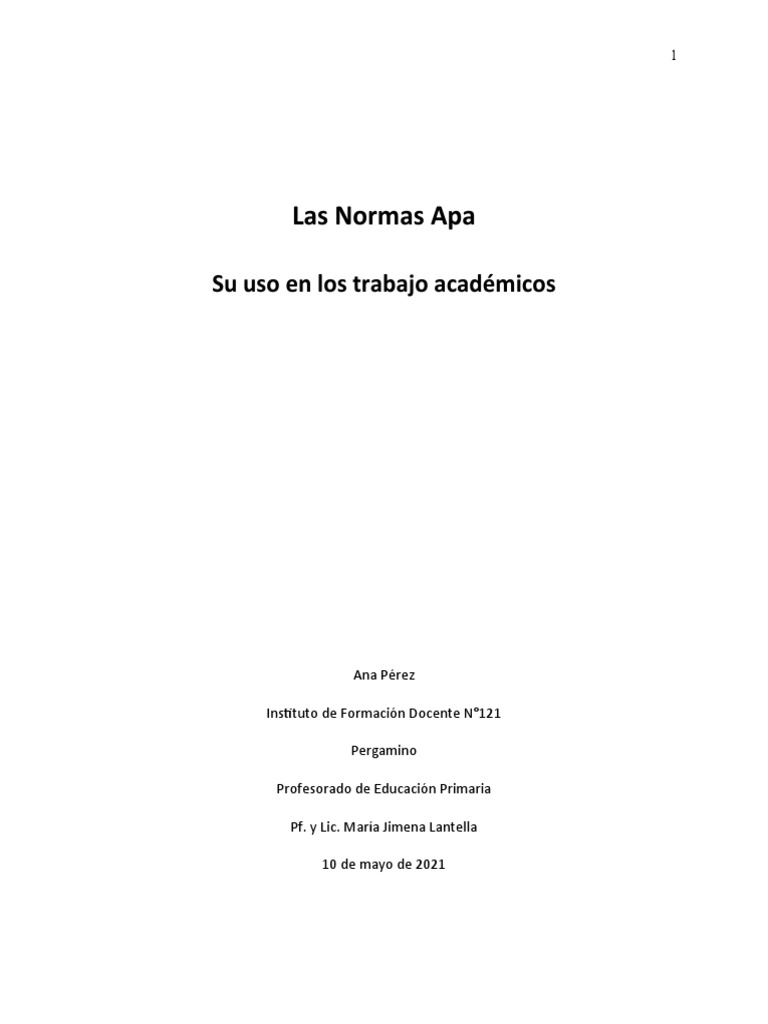 Normas Apa Ejemplo Portada Estudiante | PDF