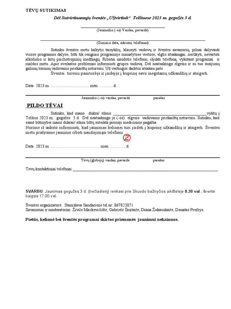 Tevu SUTIKIMAS Uztvirtink | PDF