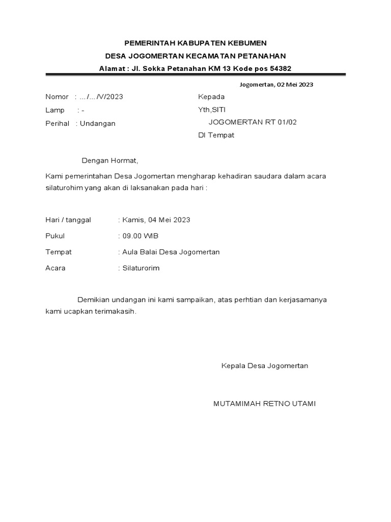 Contoh Undangan | PDF