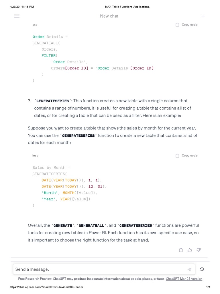 DAX Table Functions Applications | PDF