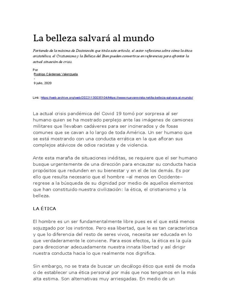 La Belleza Salvará Al Mundo | PDF