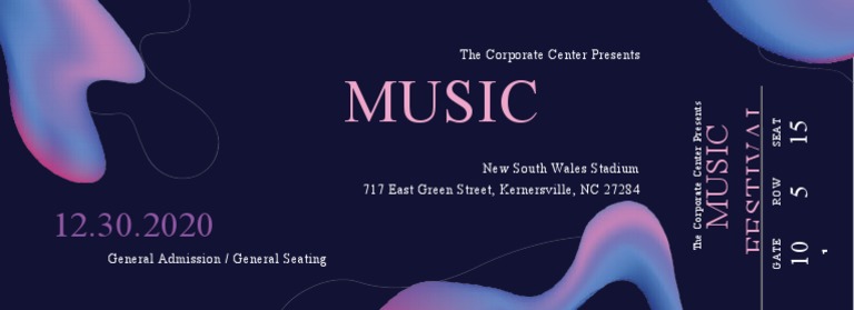 Modern Music Concert Ticket Template.docx | PDF