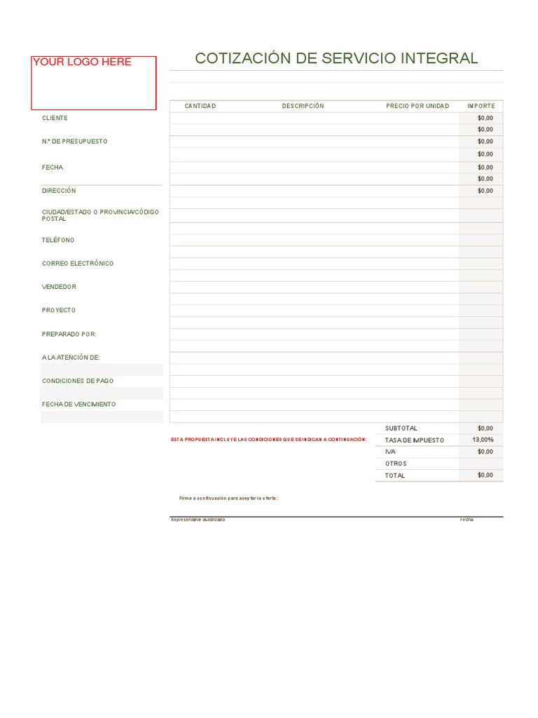 Formato Cotizacion de Servicio | PDF