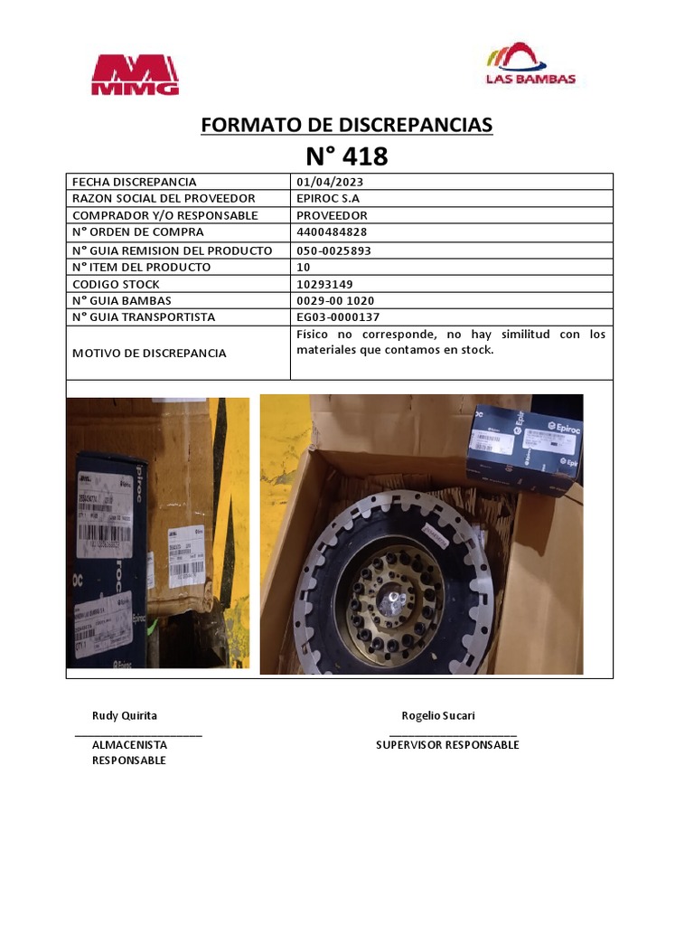 FORMATO DE DISCREPANCIA N 410.docx | PDF
