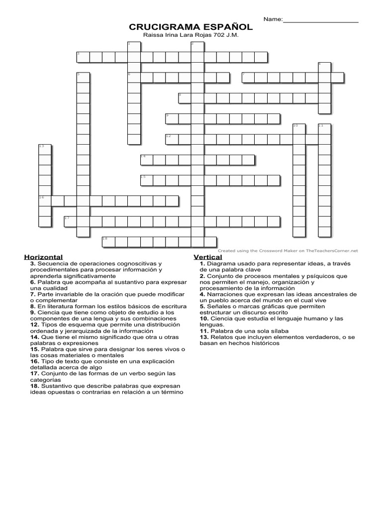 Crucigrama Español PDF | PDF