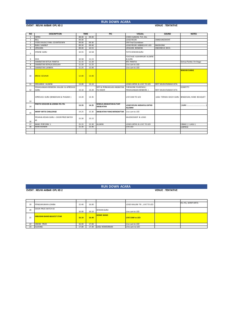 Reuni Akbar OPL Ke-2 Event Schedule | PDF