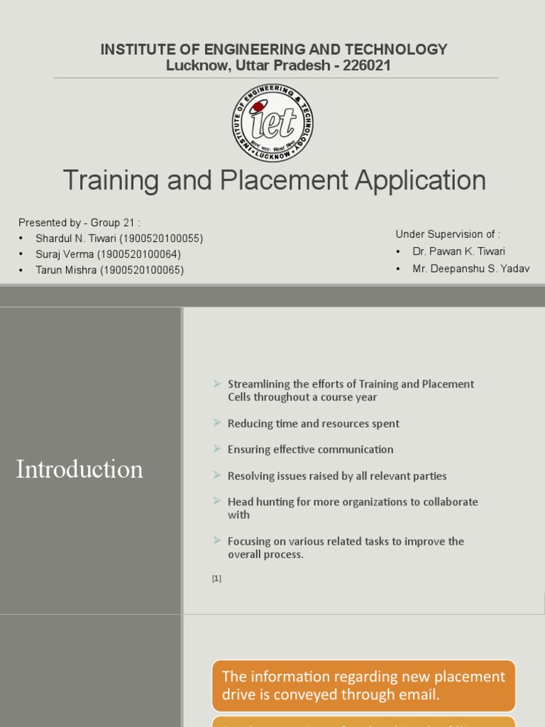 Training and Placement Application Framework PPT 1 1 | PDF