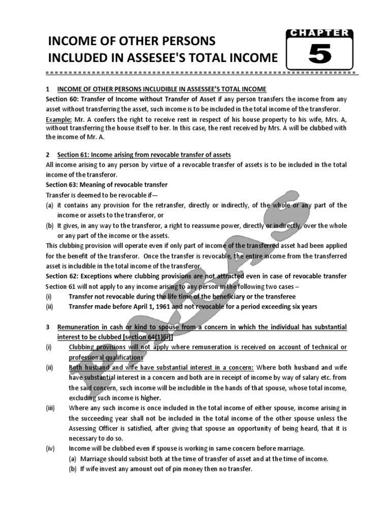 Chapter-5 Income of Other Person Included in Assessee Total Income PDF ...