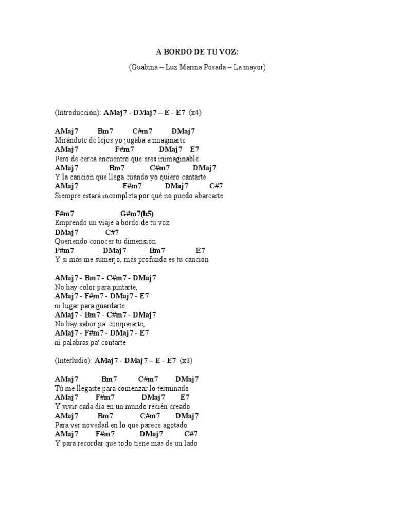 Abordo de Tu Voz - Letra y Acordes PDF | PDF