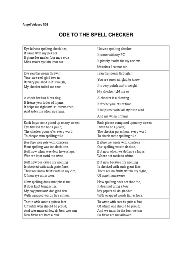 Ode To The Spell Checker Exe PDF | PDF